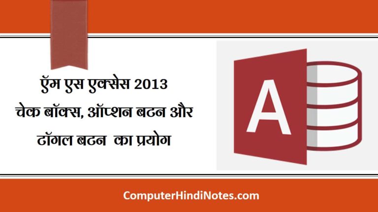 How To Use Check Box Option Button And Toggle Button In Ms Access 2013 Computer Hindi Notes