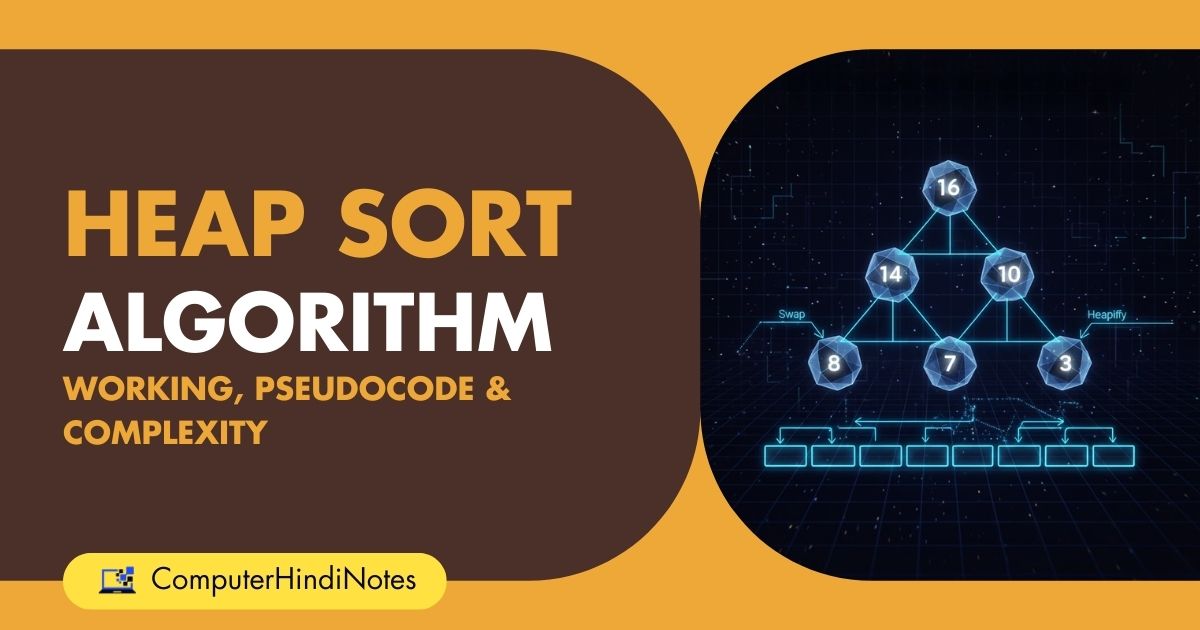 Heap Sort Algorithm Working, Pseudocode & Complexity | Computer Hindi Notes